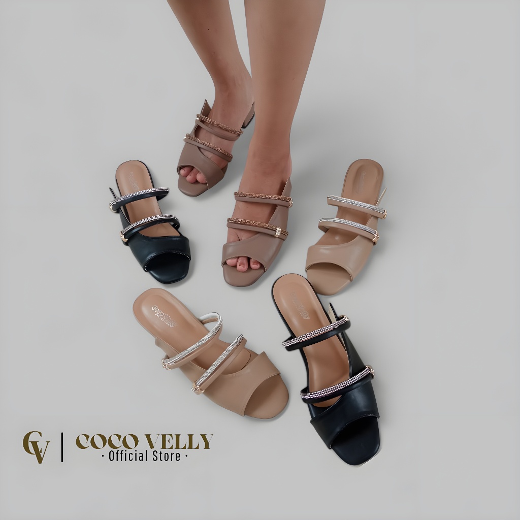 Jual Mules Wanita Heels Hak 3 Cm Sandal Terbaru Slip On Shoes COCO ...