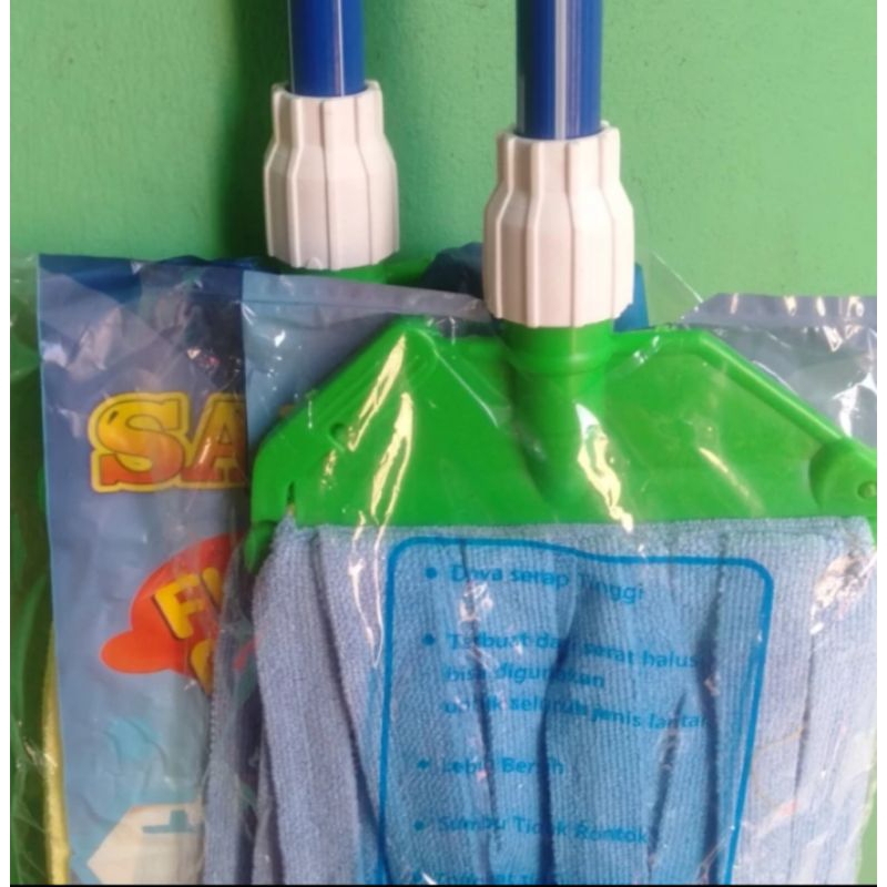 Jual pel jepit kain handuk microfiber gagang panjang/pel lantai/pel ...