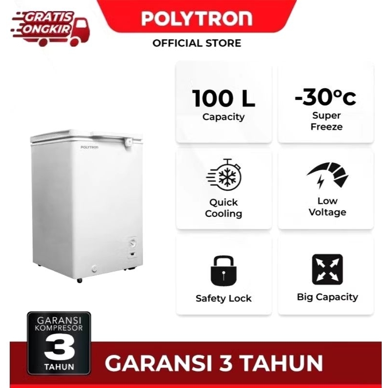 Jual POLYTRON PCF 118 FREEZER BOX 100 LITER | Shopee Indonesia