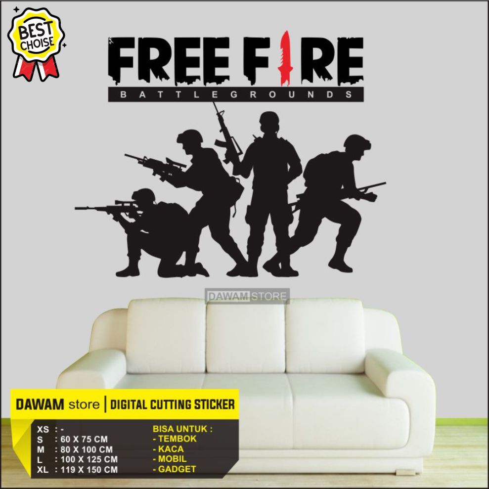 Jual Wall Sticker Dinding Gamer Cutting Stiker Home Dekorasi Free Fire ...