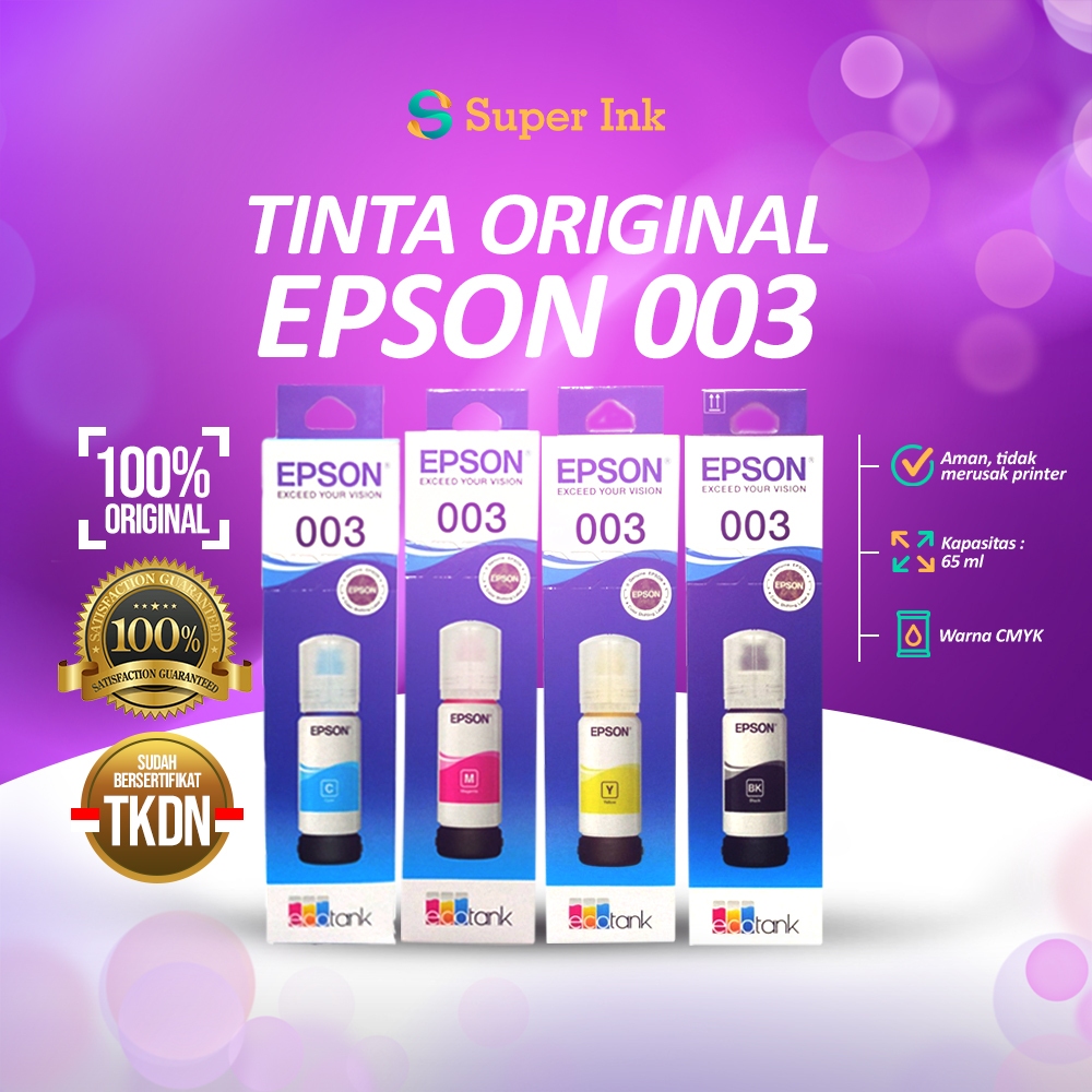 Jual Tinta Printer Epson 003 100% Original Resmi 1 Set L3250 L3210 L121 L6490 L15150 L15160 ...