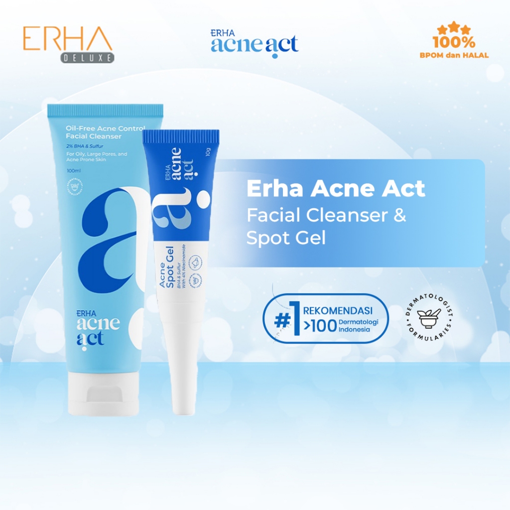 Jual ERHA Oil Free Acne Control Facial Wash + Acne Spot Gel / Sabun ...