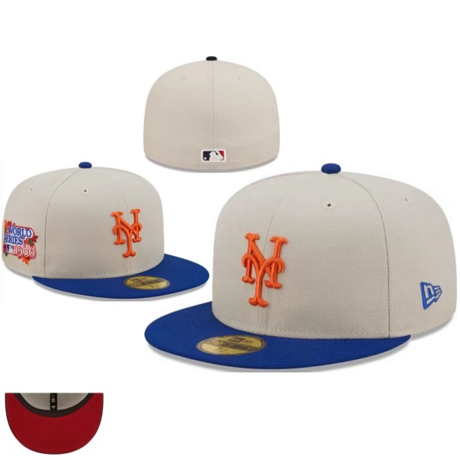 Jual Topi Fitted NY Mets Cream Blue World Series Bordir Build Up Caps ...