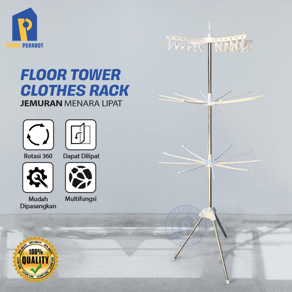 Jual Jemuran Menara Lipat 3 Tingkat Gantungan Sayap Baju Bayi | Shopee ...