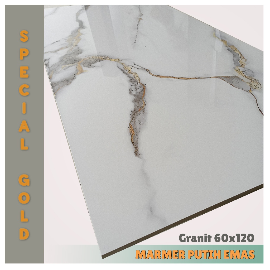 Jual Granit Lantai 60x120 Marmer Putih GOLD Glossy Mewah Original ...