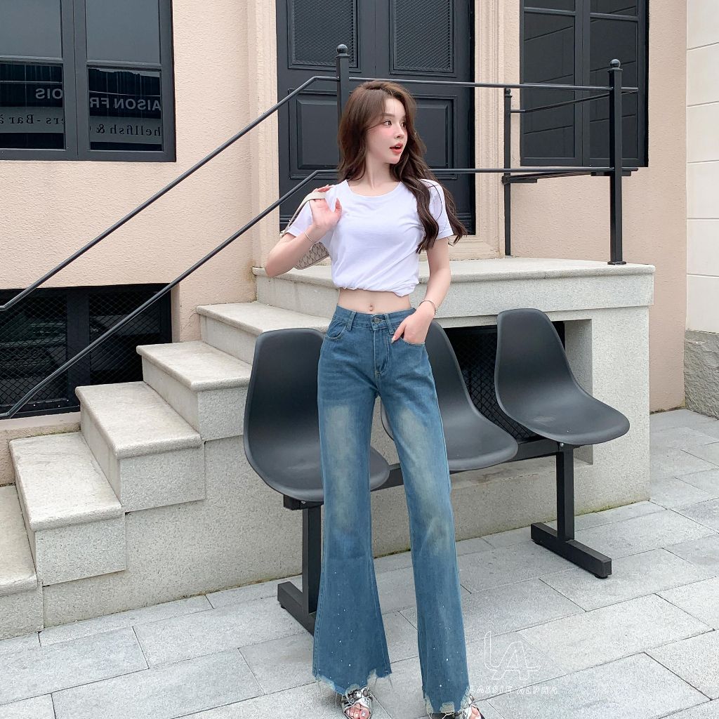 Jual Lassie alpha J81 ready stok Jeans Wanita Cutbray Ultra Highwaist Color Model Unfinish ...