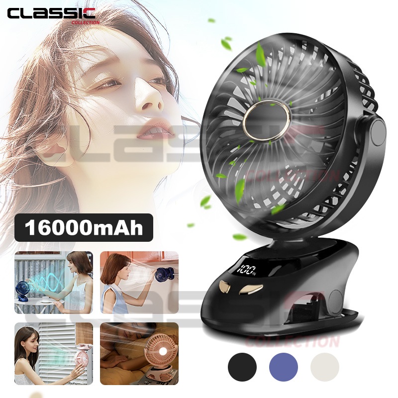 Jual 10000mAh Kipas Angin/ USB Clip Mini Fan Rotating Kipas Angin/ Meja ...