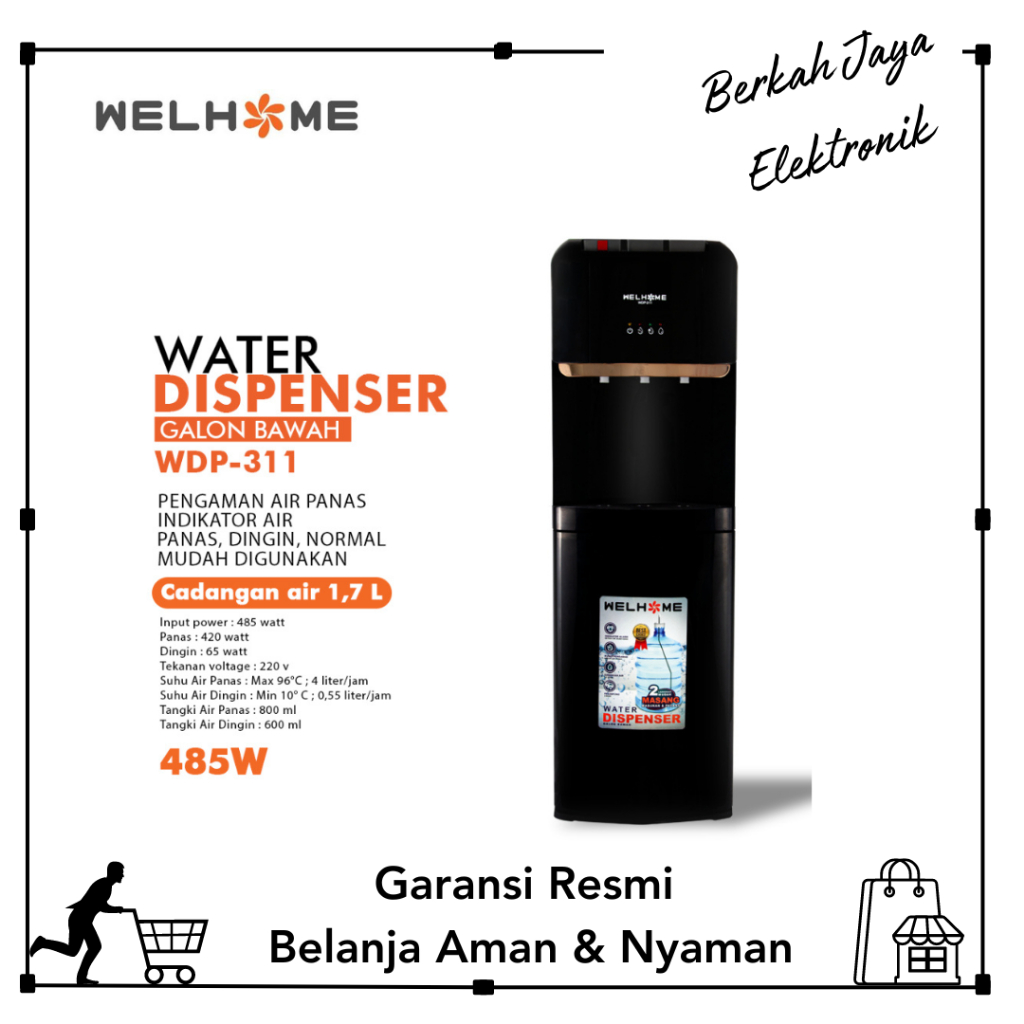 Jual Dispenser Galon Bawah Welhome WDP - 311 ( Panas, Dingin & Normal ...