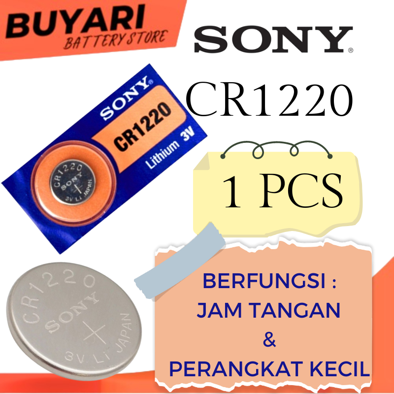 Jual ORIGINAL!!! Baterai CR1220 3V Sony / Batre Jam Tangan CR 1220 / Batere Kancing / Batrei ...