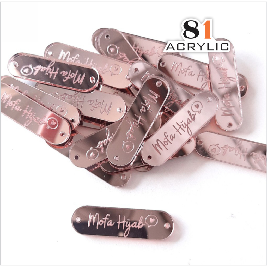 Jual label hijab akrilik / label acrylic /label branding/custom label ...