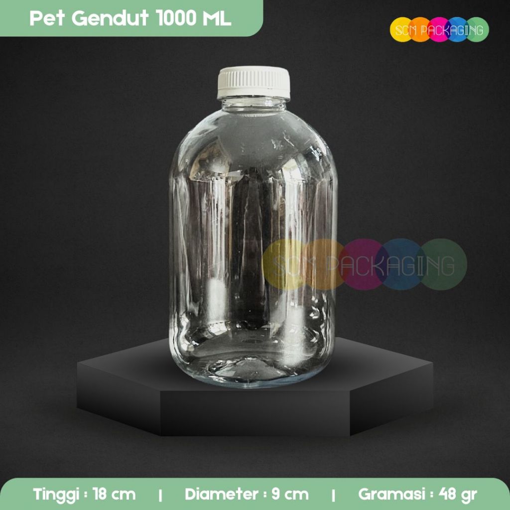 Jual BOTOL PET GENDUT 1000ML 1000 ML 1L 48GR KEMASAN BOTOL KOPI TUKU SUSU JELLY YOGHURT MADU ...