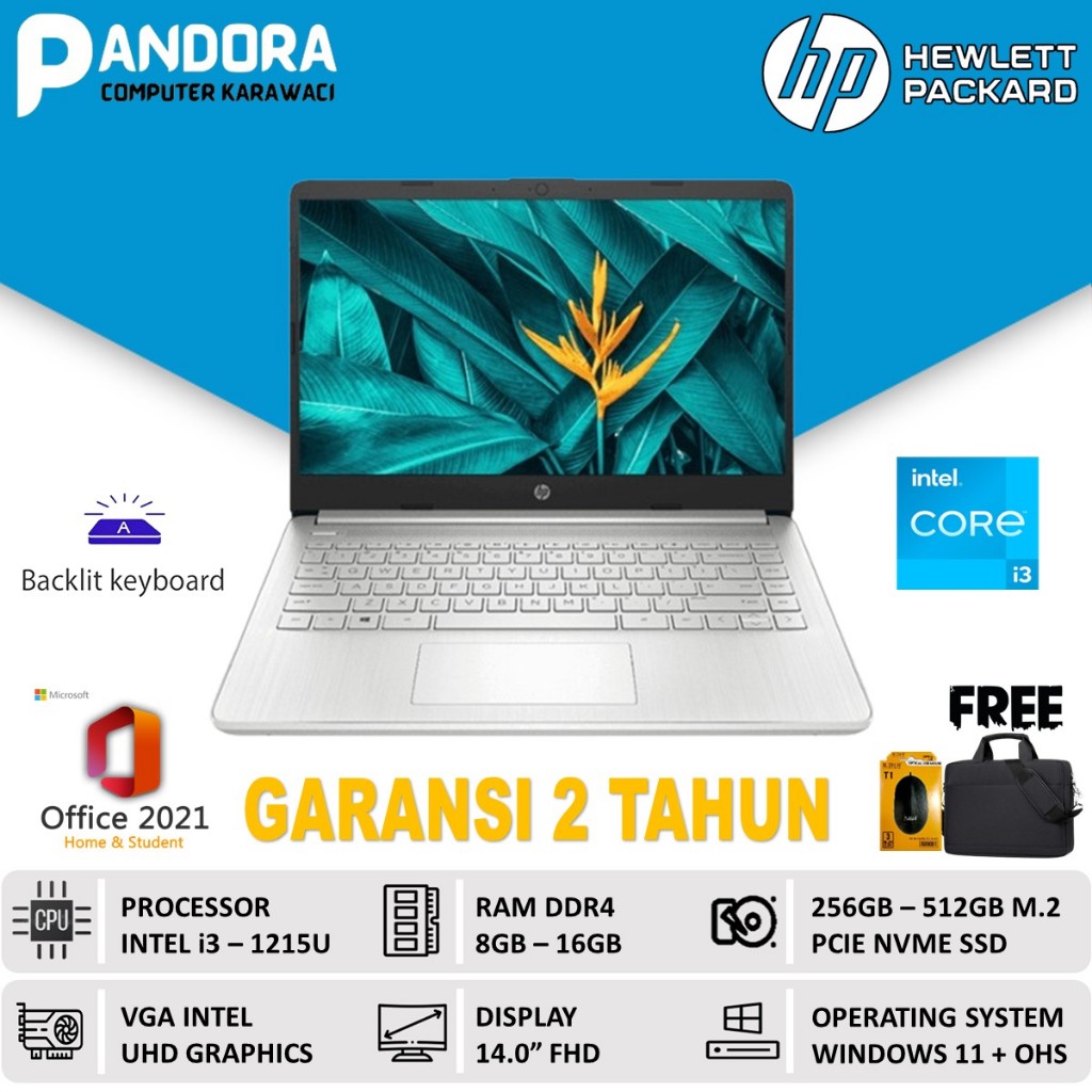 Jual Laptop Core i3 Gen 12 HP 14s Intel Core i3 1215U Ram 8GB SSD 512GB 14-inch FHD Win11 ...