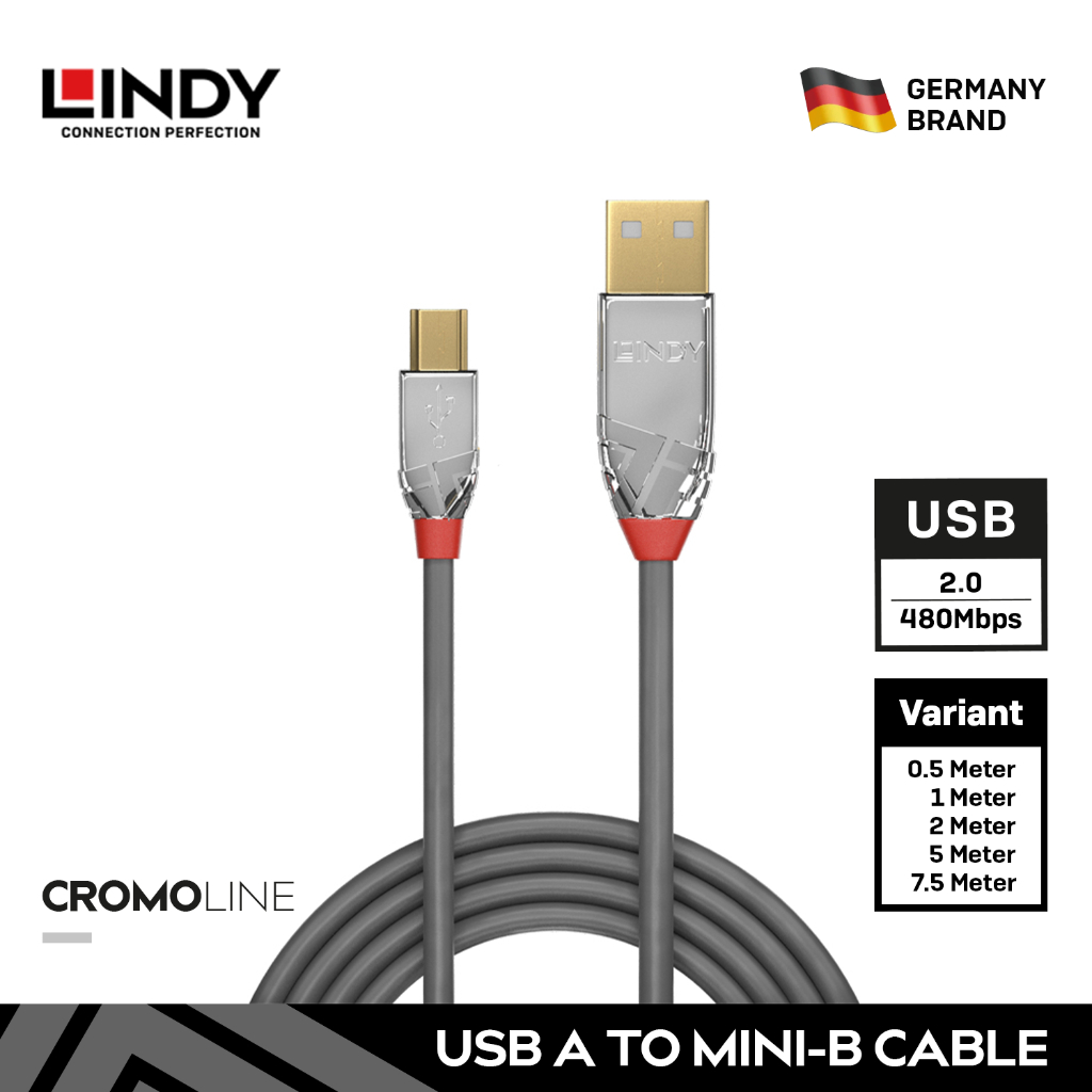 Jual LINDY Kabel Mini USB 0.5M-7.5M Kabel Data Transfer Data USB 2.0 ...