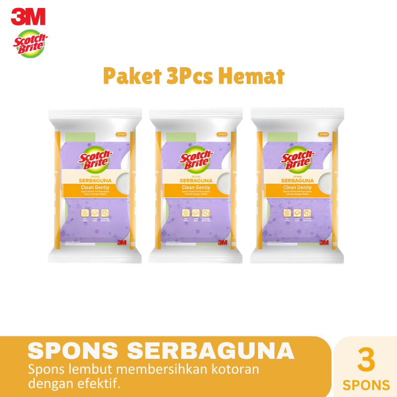 Jual 3M Scotch Brite 3 Pcs Spons Cuci Piring Gentle Clean Spon ...