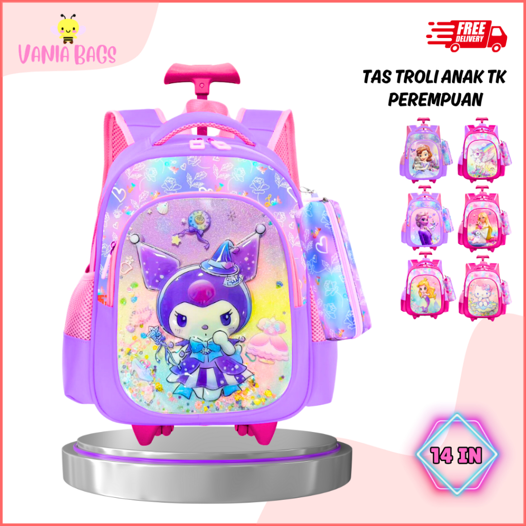 Jual tas koper anak perempuan sekolah tk & paud gambar sanrio timbul glossy mermaid ransel troli ...