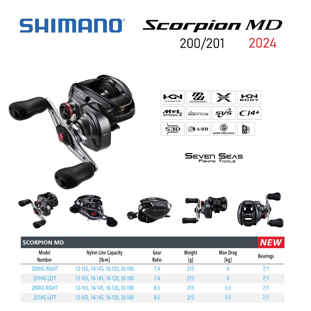 Jual Shimano Scorpion MD Monster Drive 200 201 Model 2024 BC Bait ...