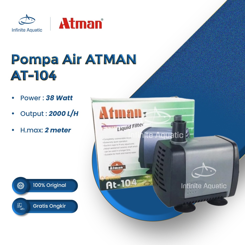 Jual Pompa Air Atman AT-104 AT104 Pompa Celup Aquarium kolam dan ...