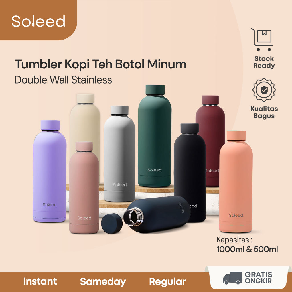 Jual SOLEED Tumbler Sport Vacuum Lulu Botol Minum Double wall Stainless ...