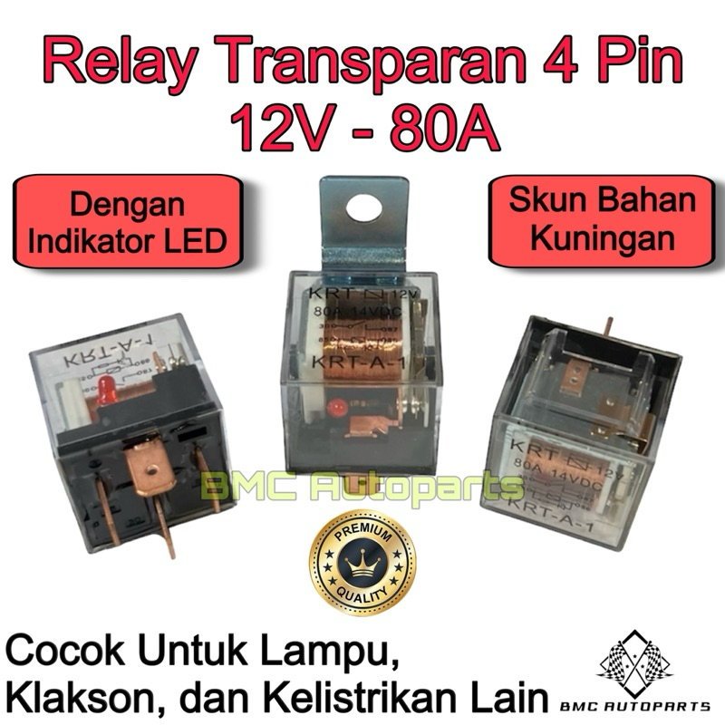 Jual Relay Transparan 12V 4 Kaki / Pin 80A Untuk Lampu Klakson dan ...