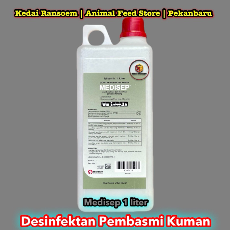 Jual Medisep 1 liter | Desinfektan Pembasmi Kuman yang Aman untuk Hewan, Ternak, Kandang dan ...