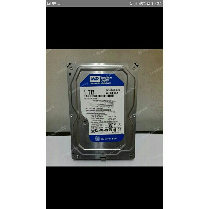 Jual HARDDISK INTERNAL 1TB TYPE SATA UKURAN 3"5INCH HDD CCTV DAN PC ...