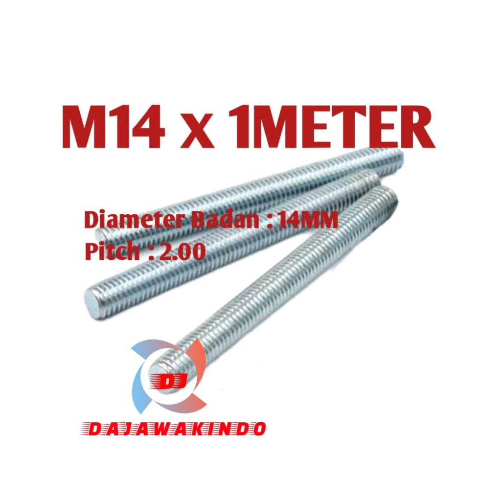 Jual Asdrat Galvanis M14 x 1 Meter / Long Drat Galvanis Putih M14 x 1 ...