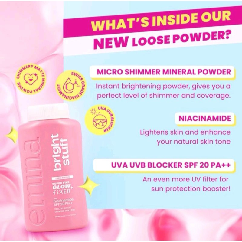Jual EMINA LOOSE POWDER GLOW FIXER, BEDAK TABUR | Shopee Indonesia