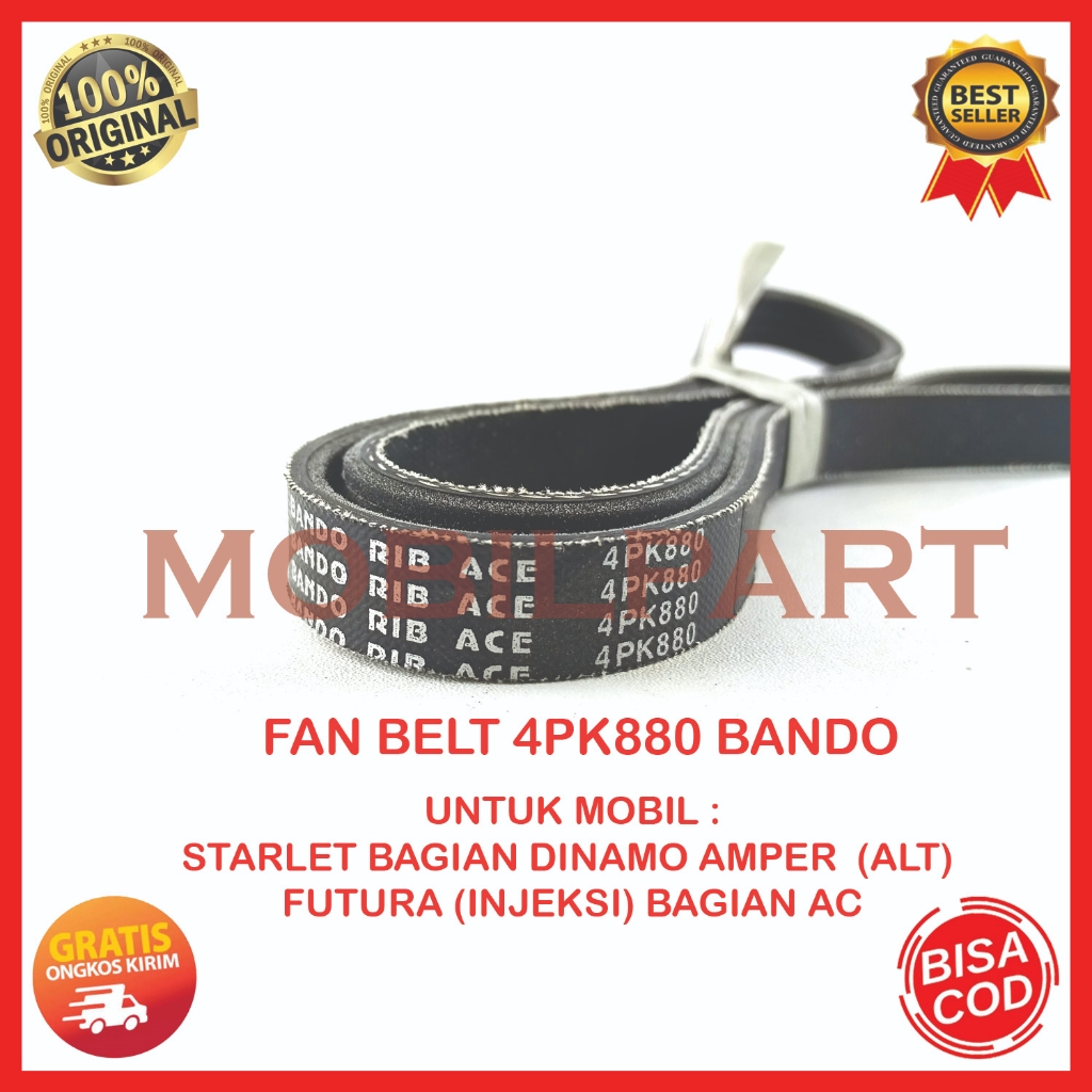 Jual FAN BELT V BELT 4PK880 BANDO TALI KIPAS 4PK 880 FAN BELT STARLET ...