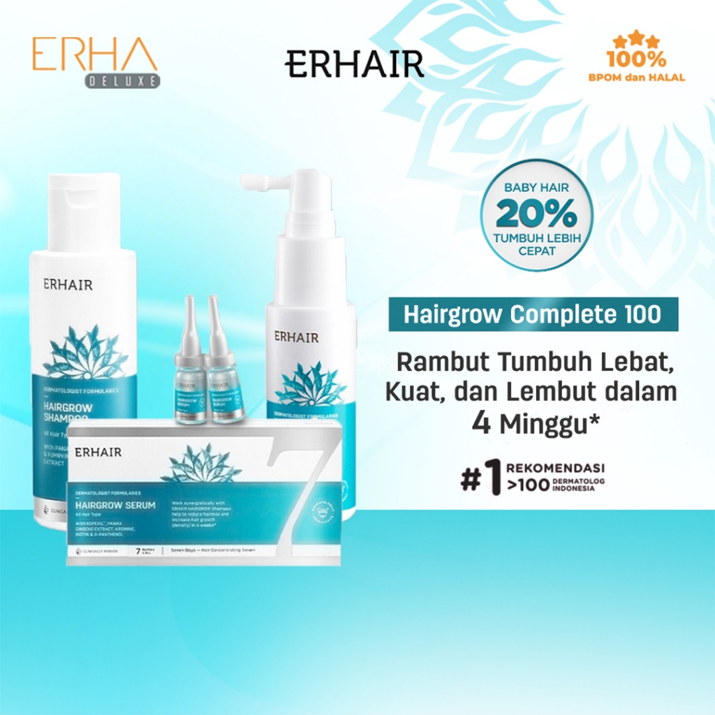 Jual ERHAIR Paket Penumbuh Rambut Rontok Lengkap ERHA Hairgrow Shampoo ...