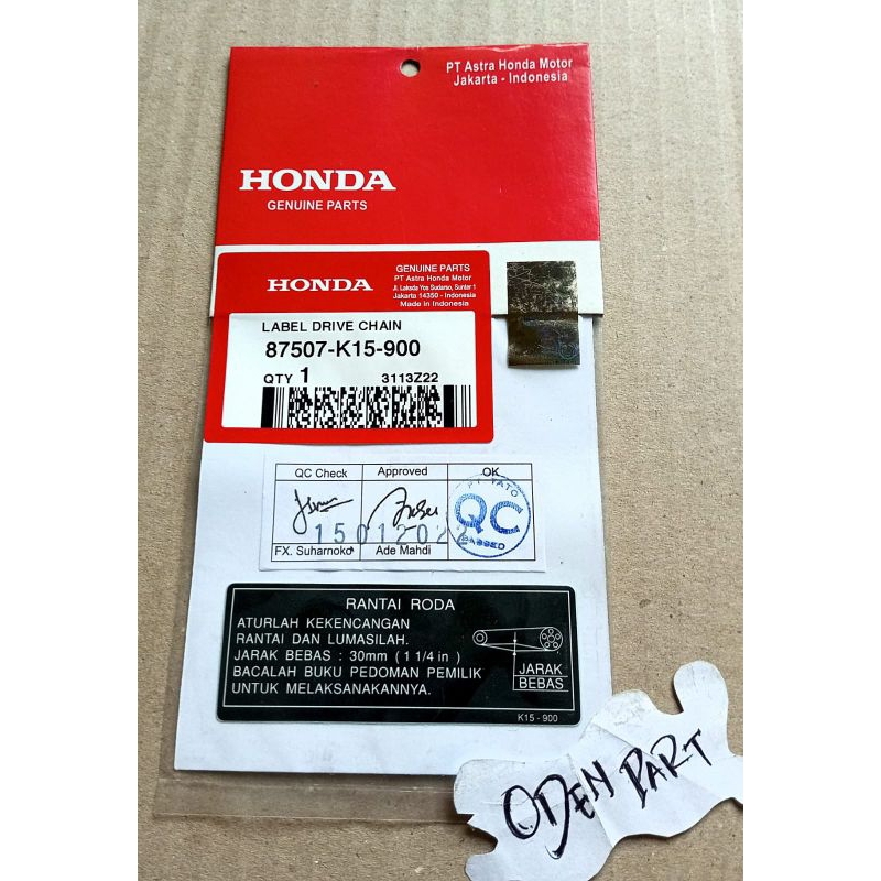 Jual stiker rantai roda label Drive chain CB150R original ahm | Shopee ...