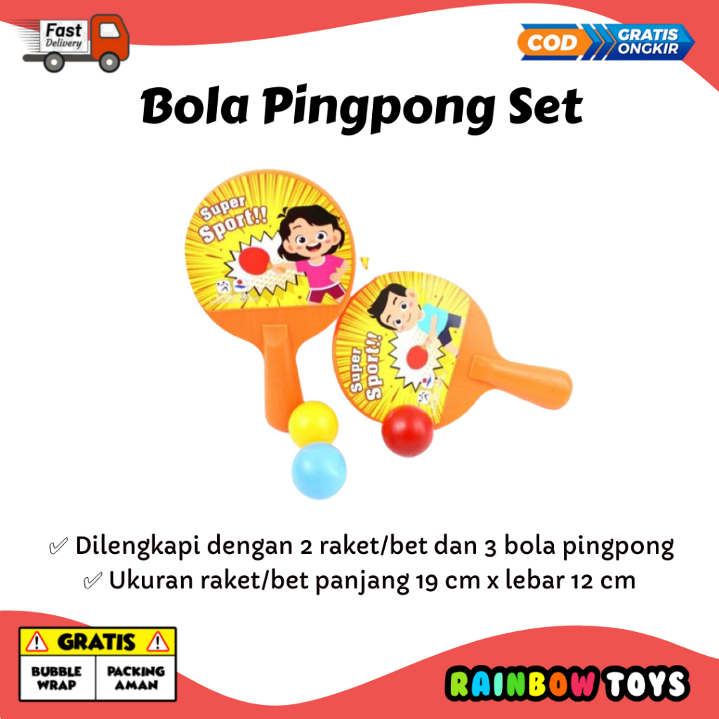 Jual Mainan Edukasi Anak Raket Ping Pong | Olahraga Tenis Meja Bola ...