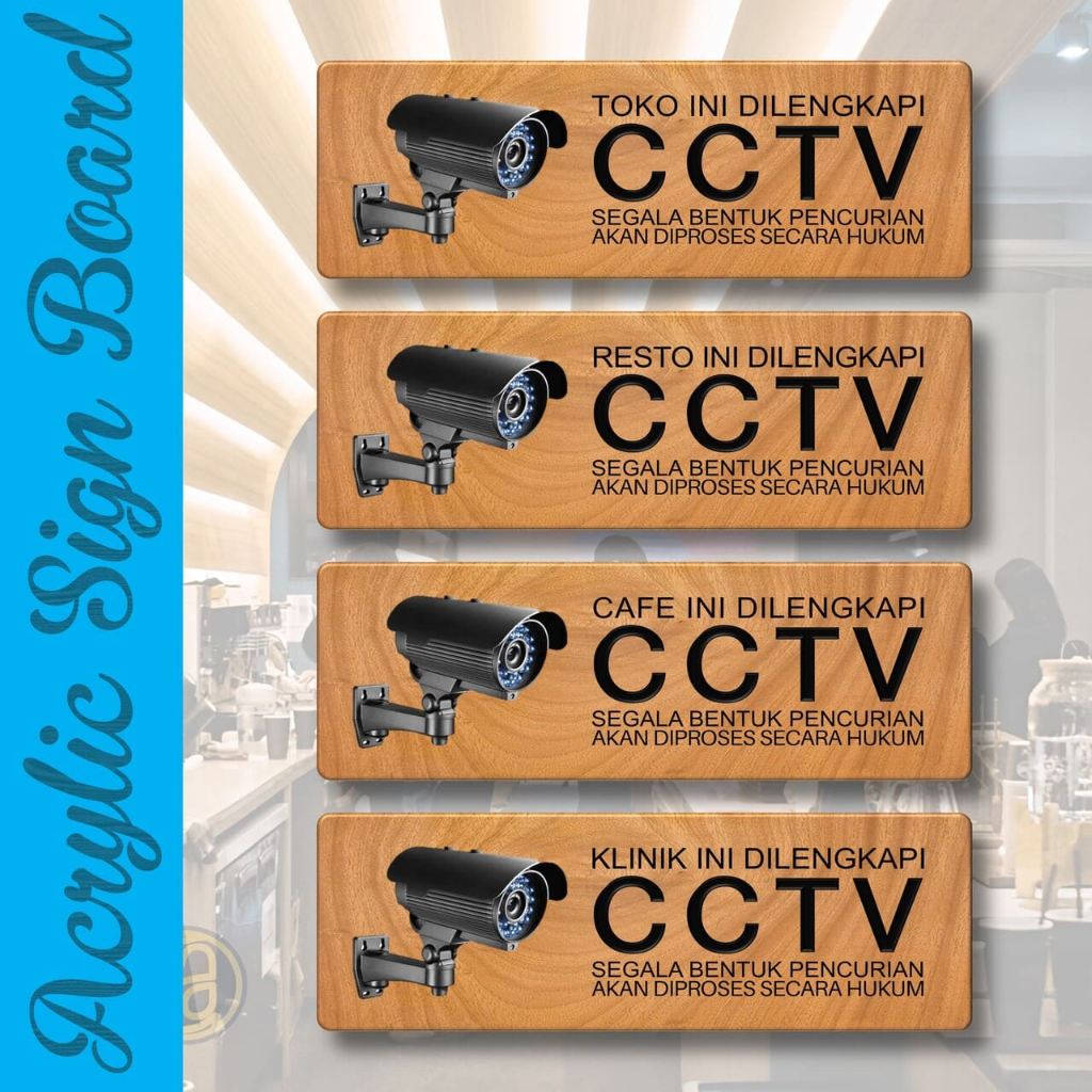 Jual Papan CCTV 24 jam - Sign Acrylic Tanda Peringatan Pengumuman Area ...