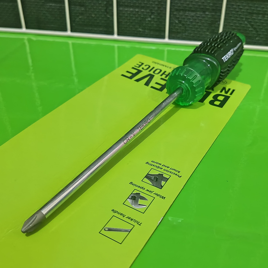 Jual Obeng Tekiro Gagang Karet Hijau ( + ) 2 x 150 mm | Shopee Indonesia