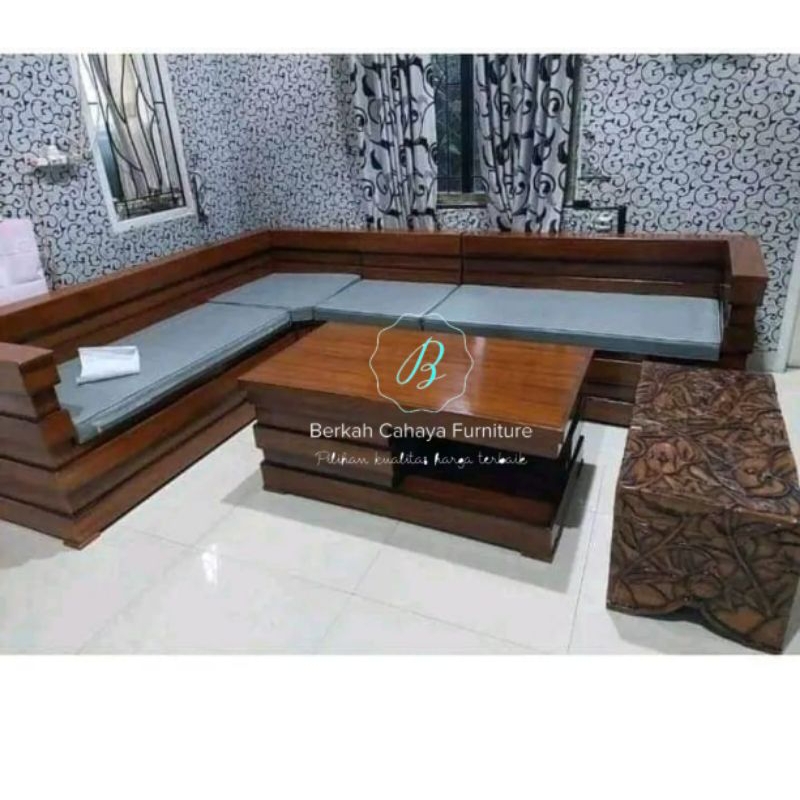 Jual kursi sofa sudut box full kayu jati | Shopee Indonesia