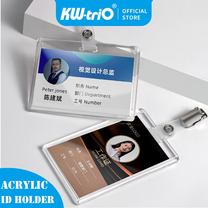 Jual Holder Id Card Acrylic Id Card 2 sisi Tempat Kartu Id Card Member ...