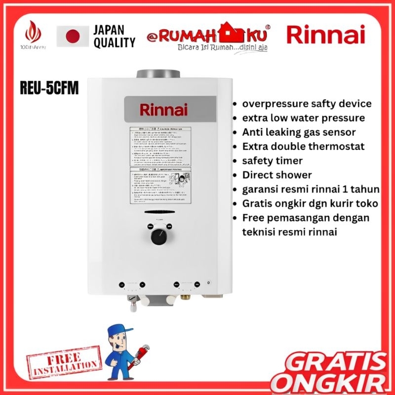 Jual Water Heater Gas Rinnai REU-5CFM | Shopee Indonesia