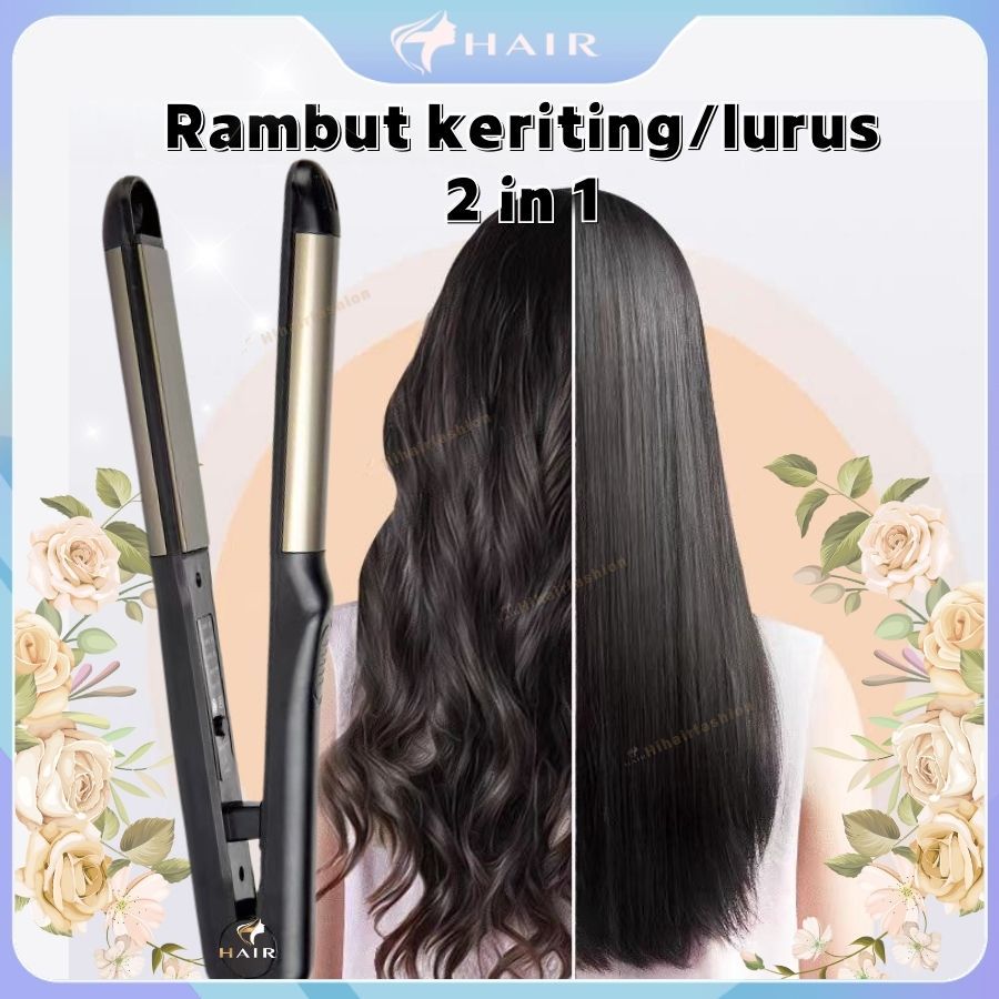 Jual HIR-0206 Catokan rambut 2 in 1 lurus dan curly lurus alat catok ...