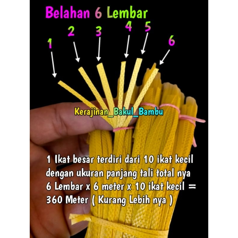 Jual Tali anyaman bambu Belahan 6 lembar isi 10 ikat kecil tali ...