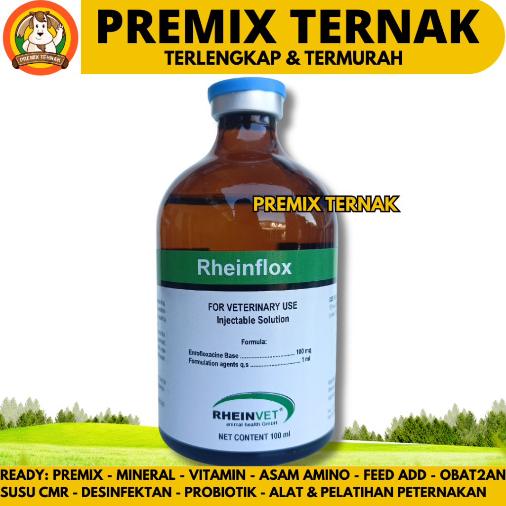 Jual RHEINFLOX 100ML RHEINVET - Enrofloxacin 10% Obat Antibiotik ...