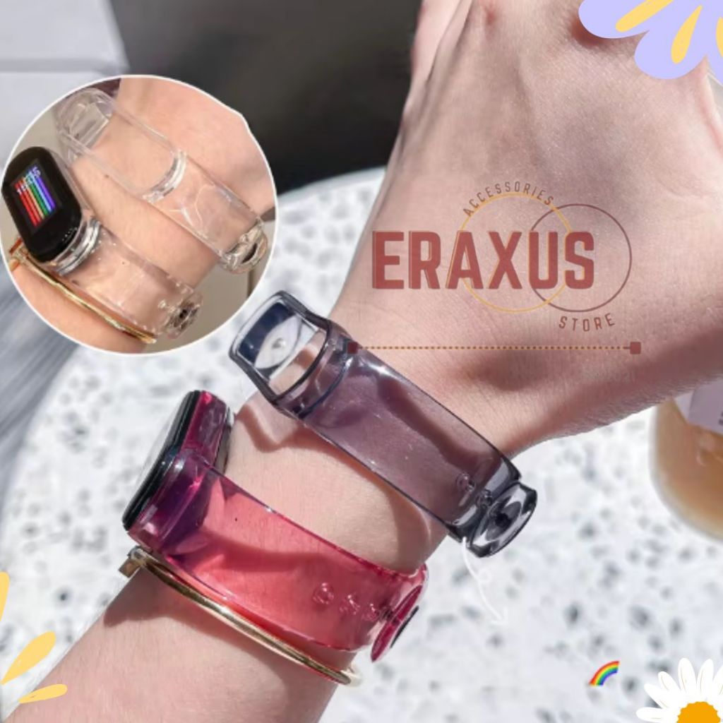 Jual Eraxus Strap Xiaomi Mi Band 3/4/5/6/7 Transparan Bunglon Glacier Creativity Silicone Rubber ...