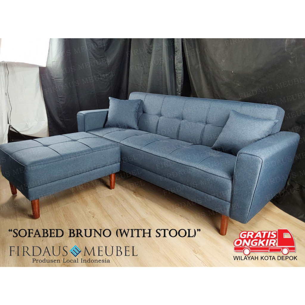 Jual 𝐅𝐢𝐫𝐝𝐚𝐮𝐬𝐌𝐞𝐮𝐛𝐞𝐥 | Sofa Bed Bruno (with Stool) | Shopee Indonesia