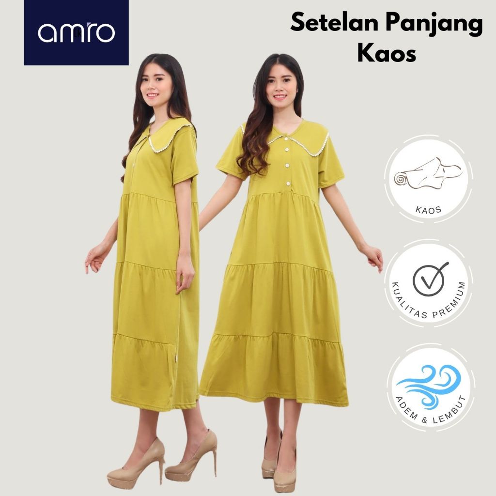 Jual AMRO SLEEPWEAR - AZUMI DRESS - DASTER KERAH RENDA | Shopee Indonesia