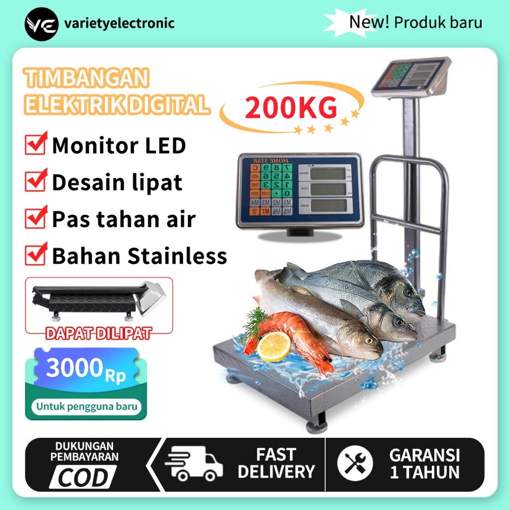 Jual 300 kg Timbangan Duduk Electronic platform scale Digital Pagar Lipat Singel Display ...