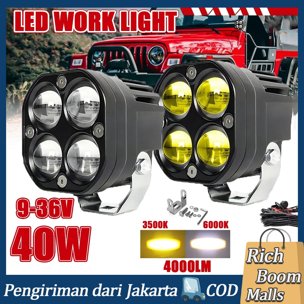 Jual Lampu Tembak/Sorot Laser Gun LED D4/40W 9-36V Worklight/4 Titik ...