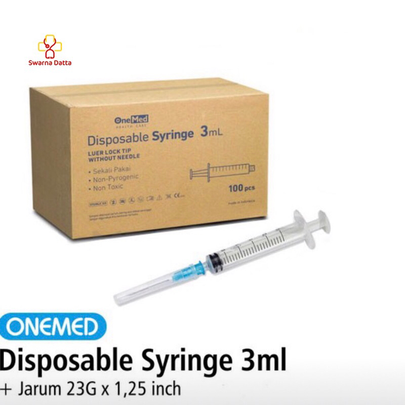 Jual Syringe 3 cc with Needle Onemed / Spuit 3 ml merk OneMed isi 100 ...