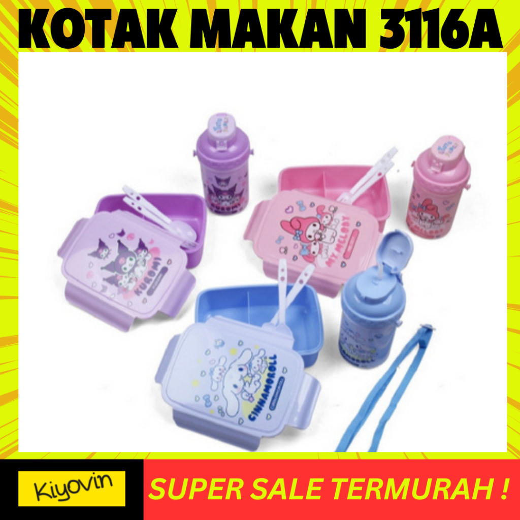 Jual Kotak Makan Anak Set Botol Minum / Lunch Box Bekal Anak Set Botol Minum/ kotak bekel anak ...