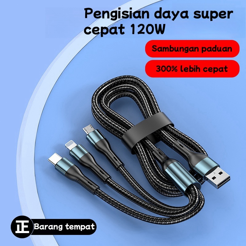 Jual Kabel Data 3-In-1 Pengisian Daya Cepat Kabel Data 120W Micro USB ...