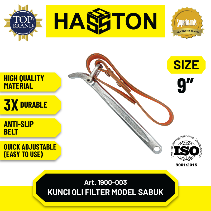 Jual Hasston Kunci Oli Filter Model Sabuk 9" / Oil Filter Wrench (1900 ...