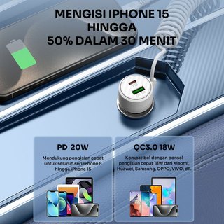 Jual ROBOT Car Charger RT-C12 3A Colokan Charger Mobil 30W 3 Port ...