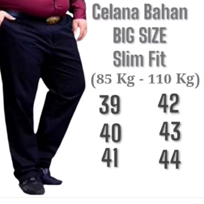 Jual Celana Kain Pria Panjang Jumbo Big Size Slim Fit Hitam Kerja Harian Kantoran | Shopee Indonesia